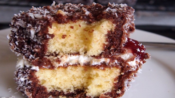 Lamington sandwich with jam and cream - Starts at 60