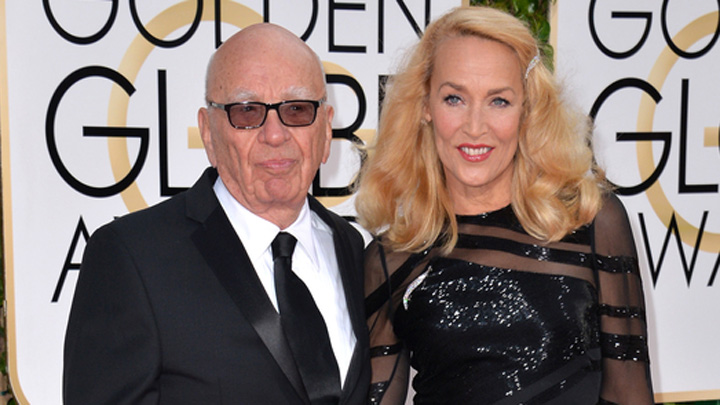 Jerry Hall and Rupert Murdoch put on very amorous display on red carpet ...