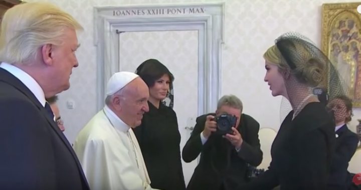 Melania and Ivanka Trump veiled and demure at Pope meeting - Starts at 60