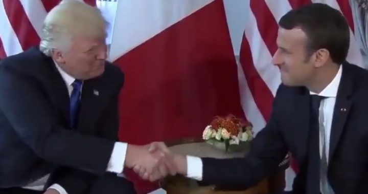 French president opens up about tense handshake with Trump - Starts at 60