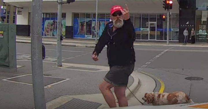 Angry pedestrian gets ‘instant karma’ - Starts at 60