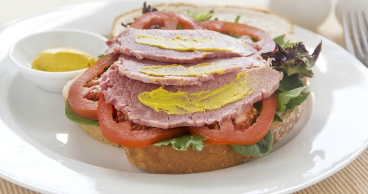 Slow cooker corned beef silverside with mustard sauce - Starts at 60
