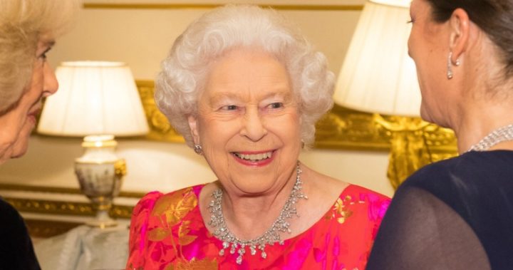 Pretty in pink! The Queen stuns at intimate dinner in fuchsia ballgown ...