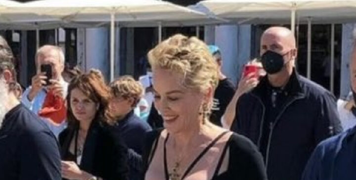 Sharon Stone shocks in racy little black dress - Starts at 60